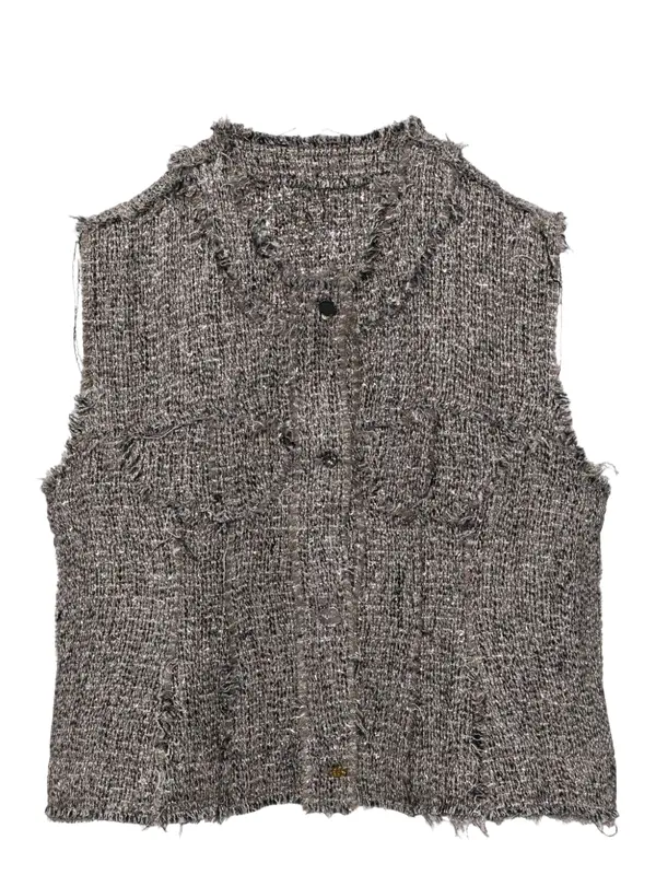 JNBY Jacquard Collarless Cropped Vest - Silver