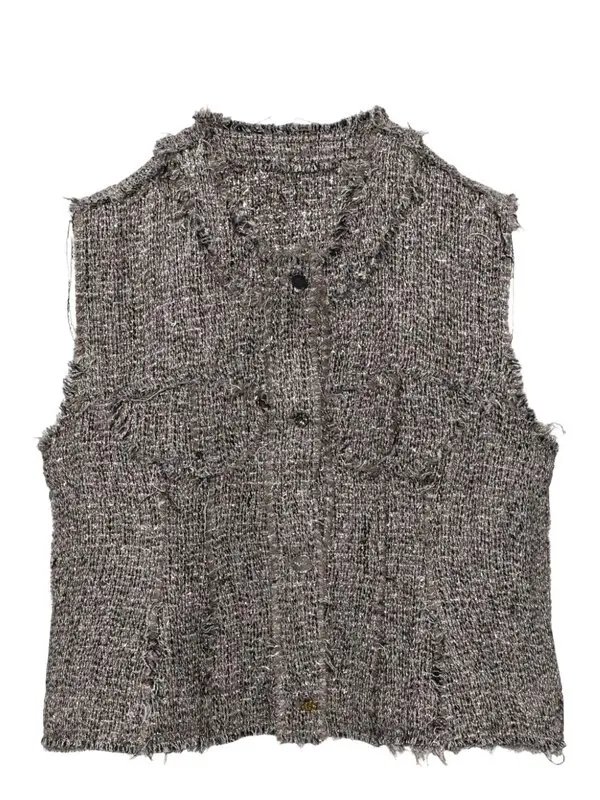 JNBY Jacquard Collarless Cropped Vest - Silver