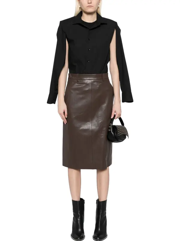 JNBY Leather A-line Skirt - Brown