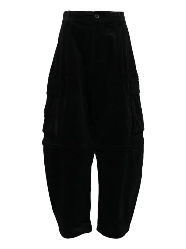 CROQUIS Corduroy Loose-fit Trousers - Black