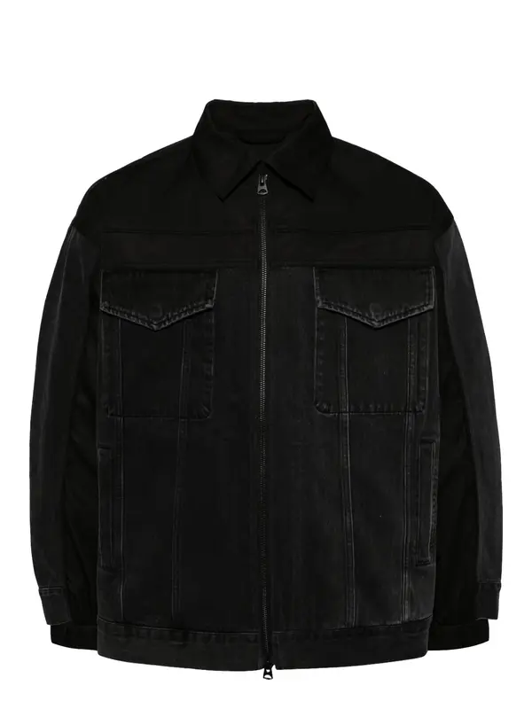 CROQUIS Splicing Denim Jacket - Black
