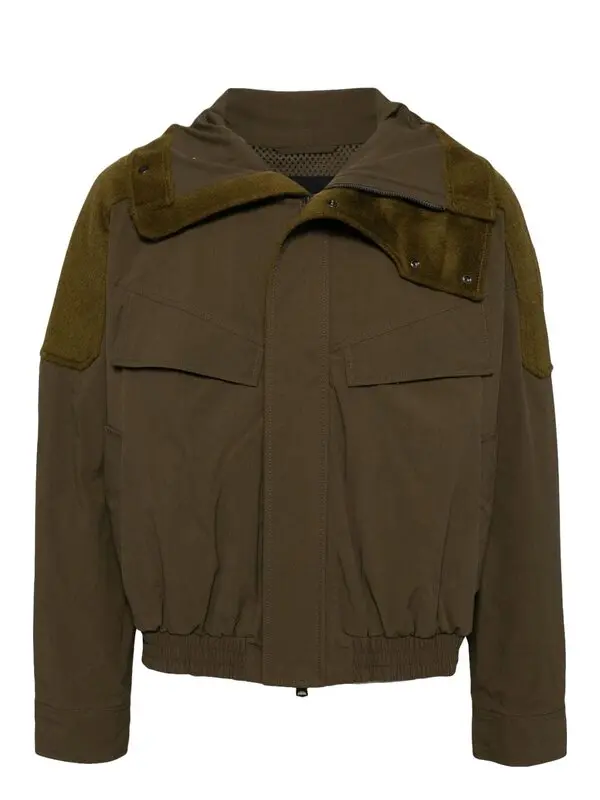 CROQUIS Splicing Cropped Jacket - Green
