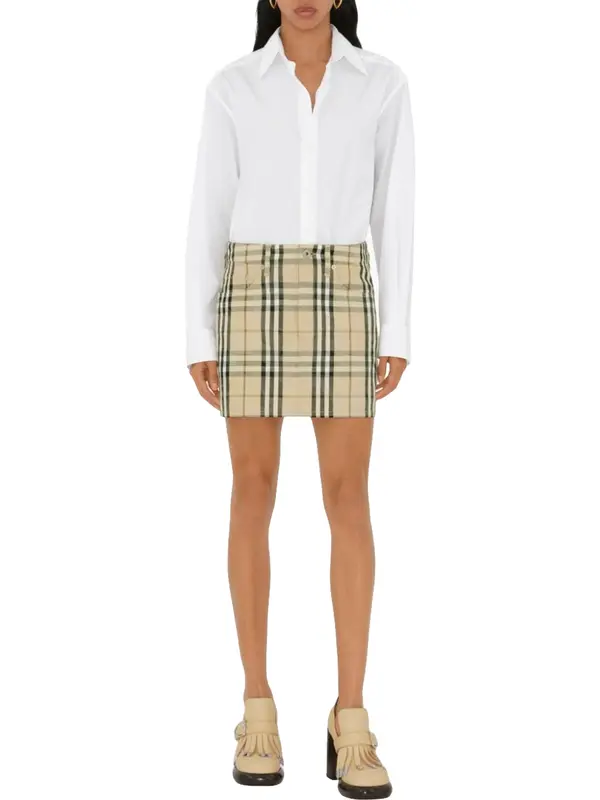 Burberry Check-pattern Mini Skirt - Neutrals