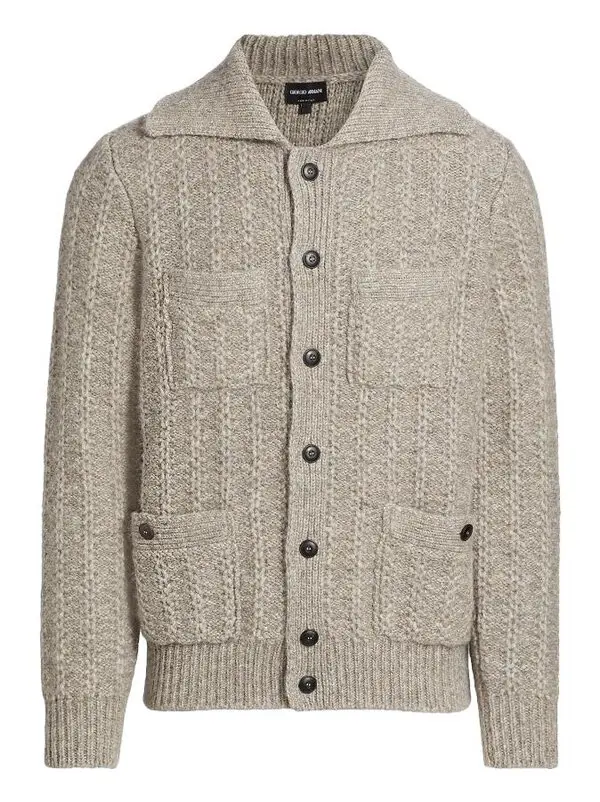 Giorgio Armani Knit Button-front Jacket Cardigan - Tan