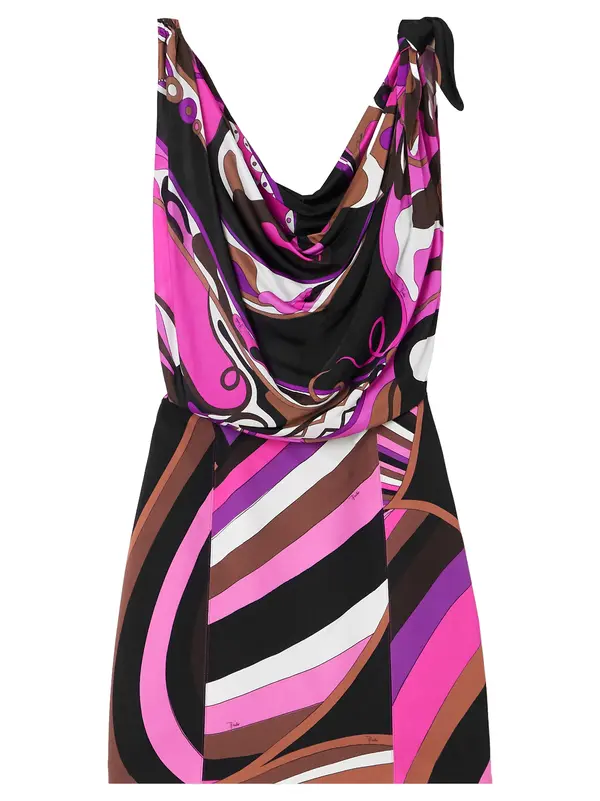 Emilio Pucci Knotted Draped Printed Mini Dress - Pink