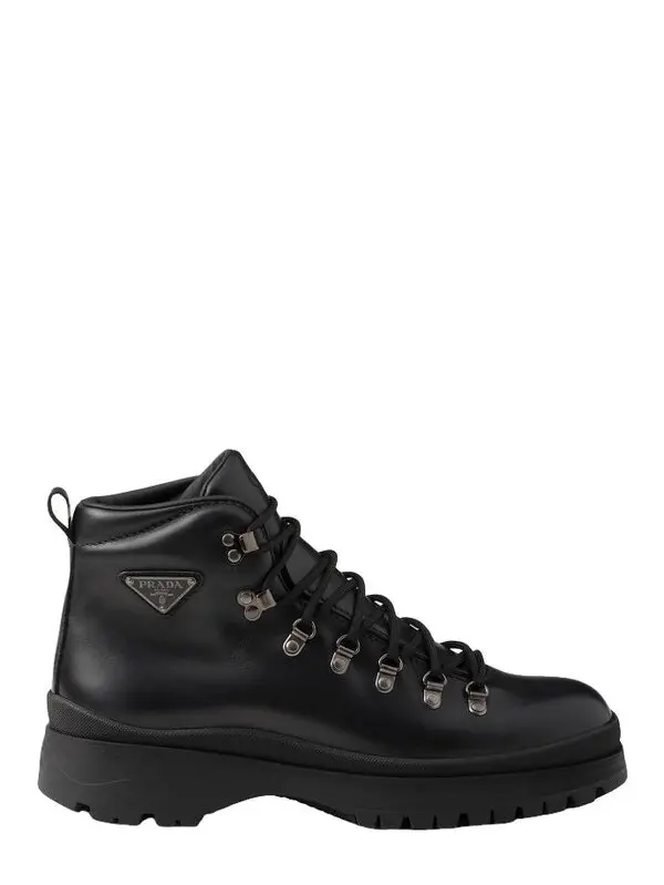 Prada Brixxen Leather Booties - Black