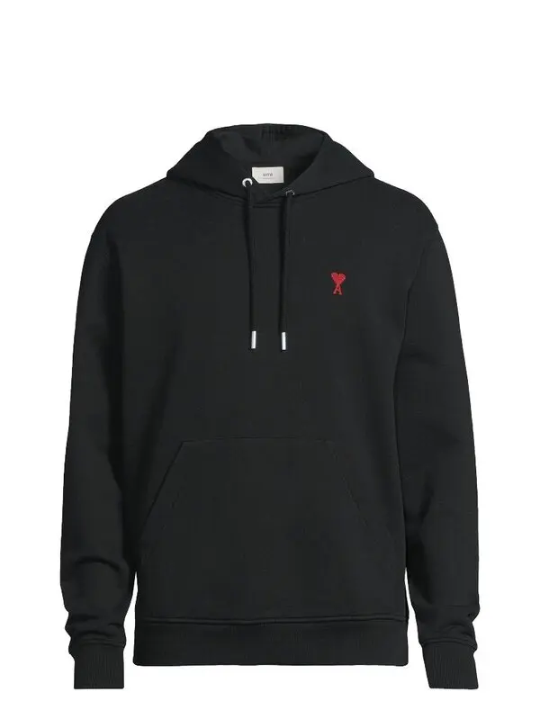 AMI Paris De Coeur Cotton Hoodie - Black