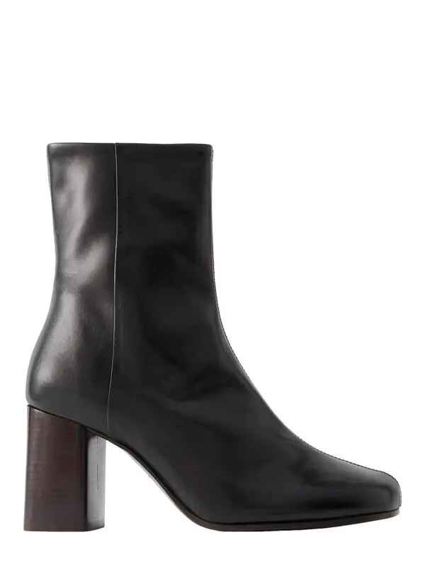 LEMAIRE Anatomic Leather Ankle Boots - Black