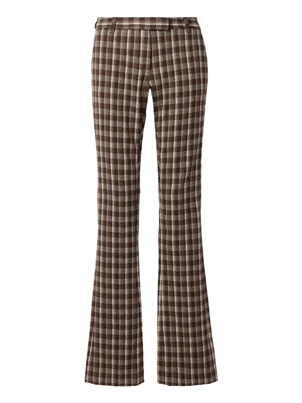 Acne Studios Checked Woven Flared Trousers - Brown