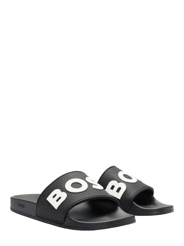 BOSS Logo Open-toe Slides - Black