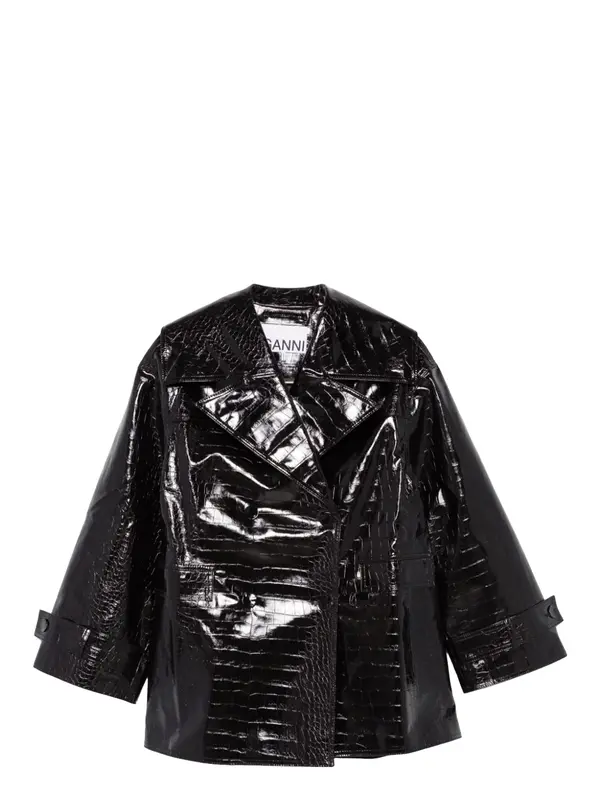 GANNI Croc-embossed Jacket - Black
