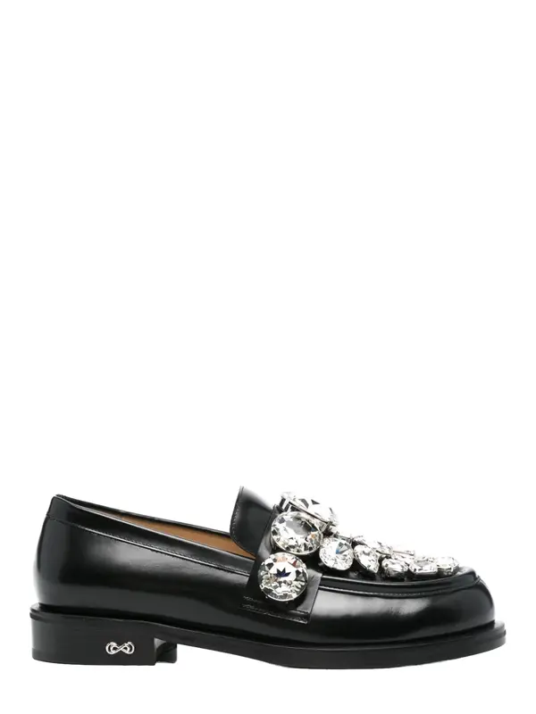 Mach & Mach Crystal-embellished Loafers - Black