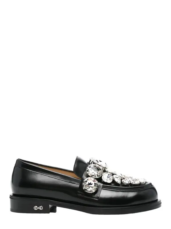 Mach & Mach Crystal-embellished Loafers - Black