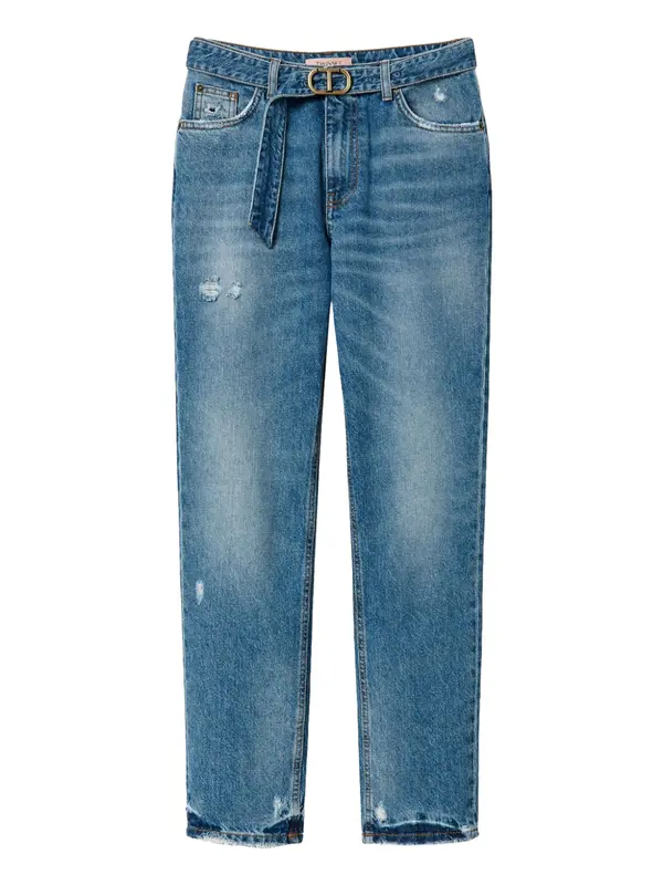 TWINSET Belted Straight Leg Jeans - Blue