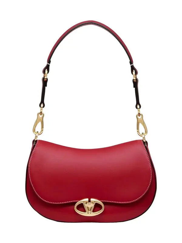 Valentino Garavani Leather Shoulder Bag With Vlogo Signature Detail - Red