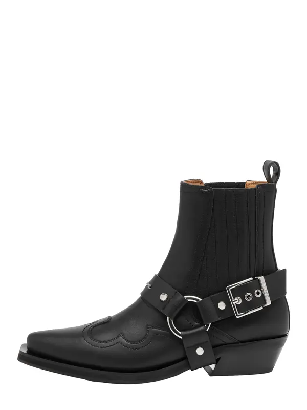 GANNI Fitted Chelsea Western Boot - Black
