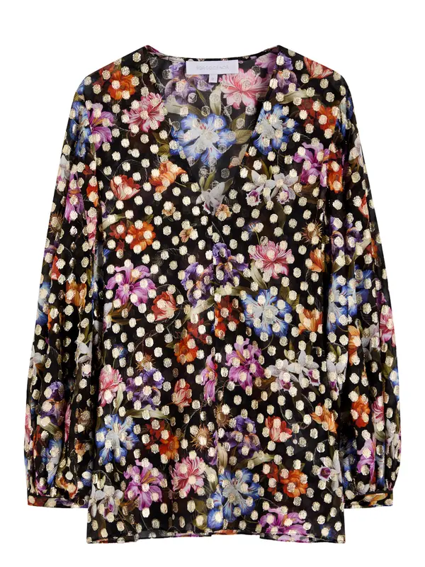 Borgo De Nor Stellan Fil-coupé Floral-print Chiffon Top - Multicoloured