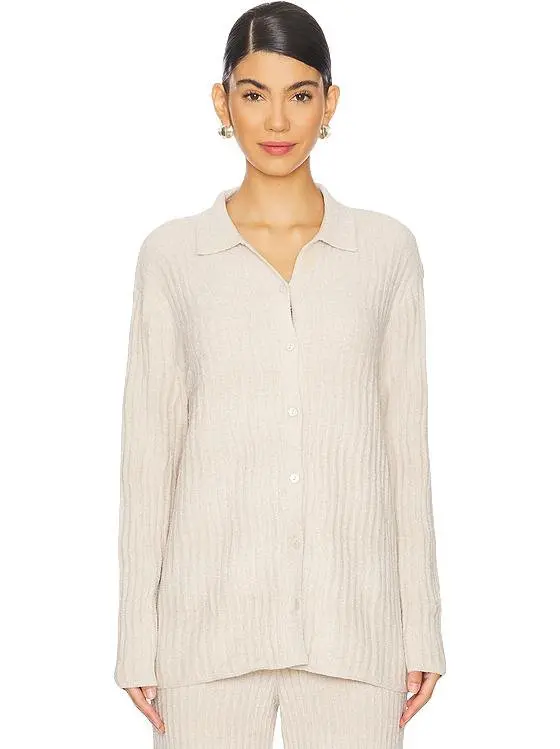 Barefoot Dreams Cozychic Ultra Light Wave Shirt - Beige