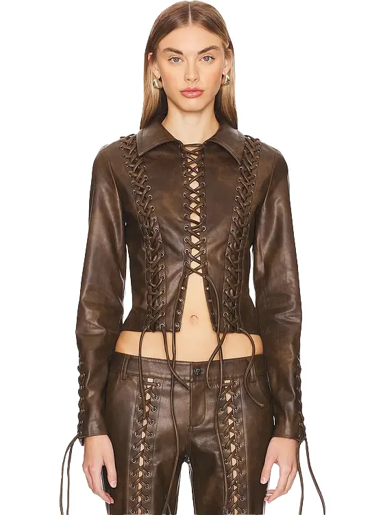 LOBA Amantilla Faux Leather Jacket - Brown