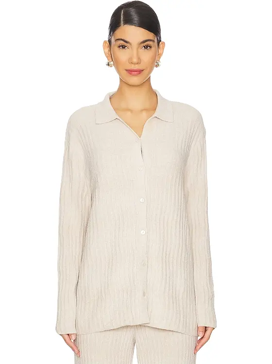 Barefoot Dreams Cozychic Ultra Light Wave Shirt - Stone