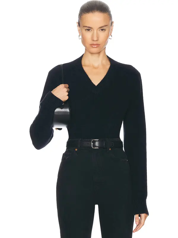 THE ELDER STATESMAN Monterey V-neck Sweater - Blue Black