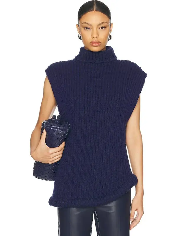 Victoria Beckham Sleeveless High Neck Sweater - Ink Blue