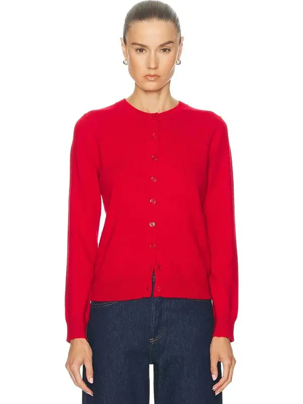 Enza Costa Cashmere Fitted Cardigan - Classic Red