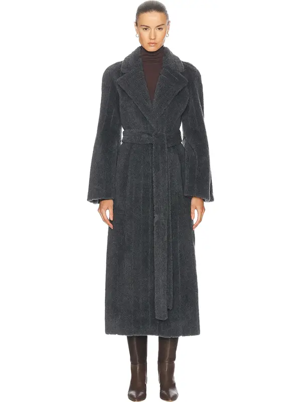 Gabriela Hearst Barring Faux Fur Coat - Dark Grey