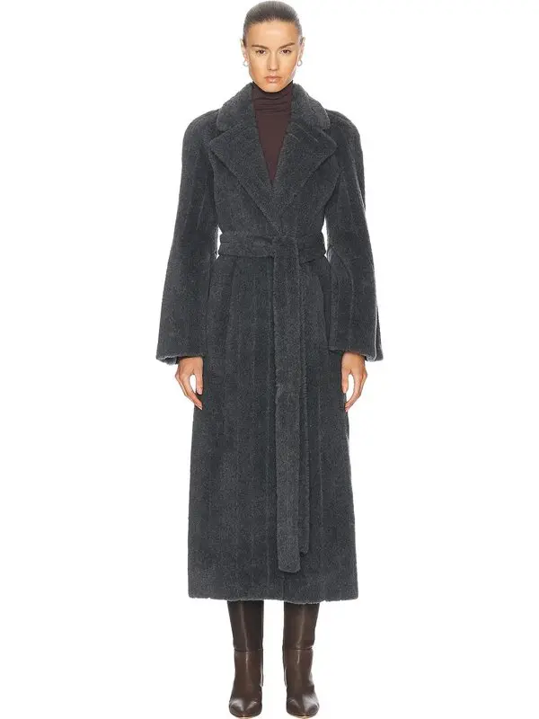 Gabriela Hearst Barring Faux Fur Coat - Dark Grey