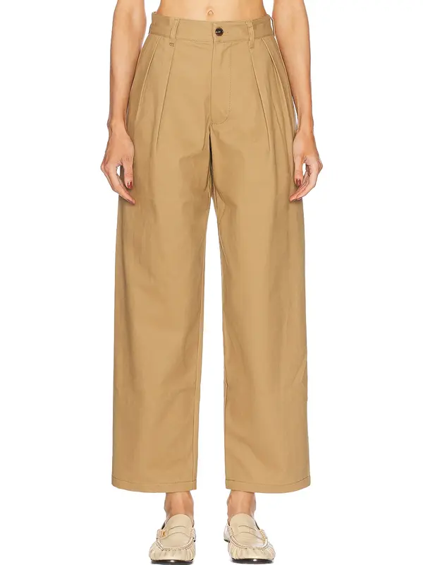 WAO Wide Leg Pleated Trouser - Brown