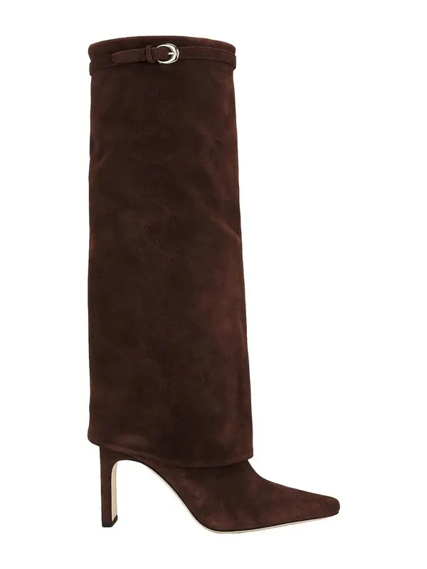Staud Wally Foldover High Heel Boots - Mahogany