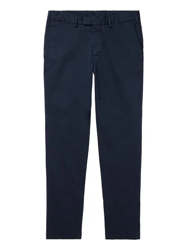 Thom Sweeney Straight-leg Cotton-blend Twill Trousers - Blue