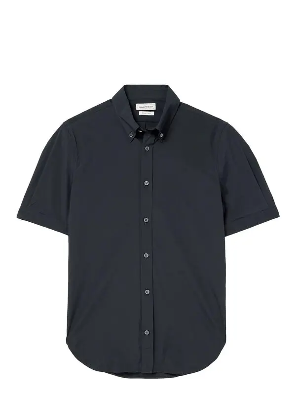 Alexander McQueen Brad Pitt Button-down Collar Cotton-blend Poplin Shirt - Black