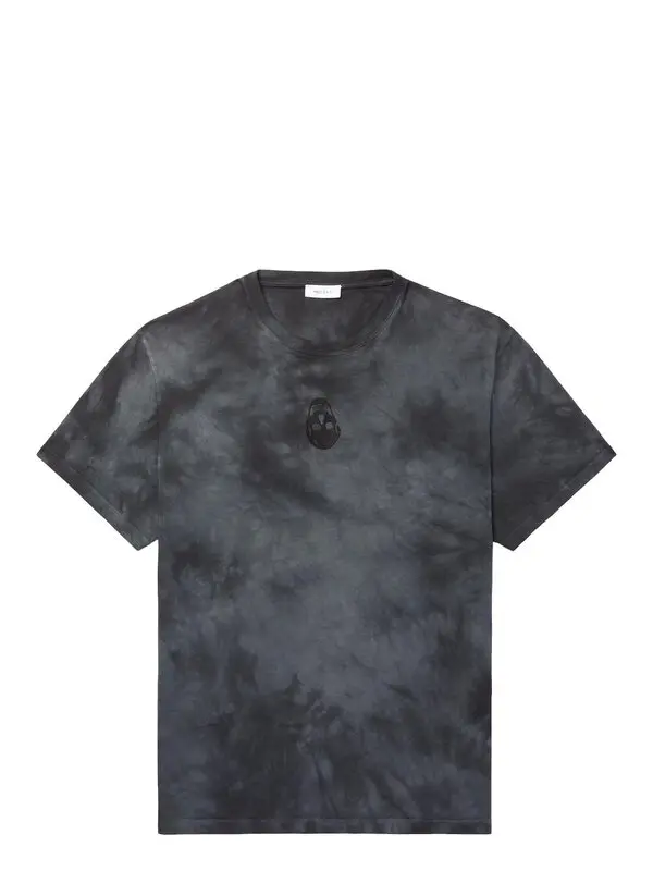 Alexander McQueen Logo-embroidered Tie-dyed Cotton-jersey T-shirt - Black