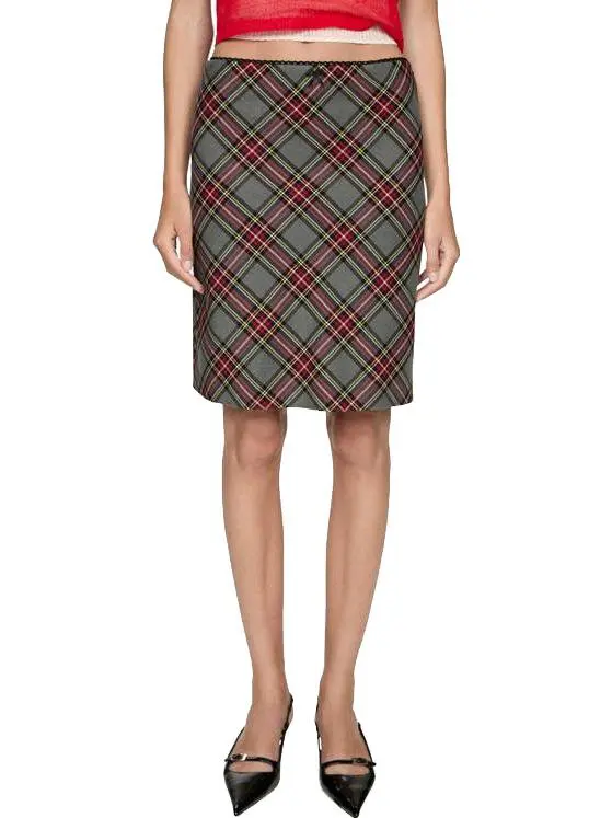 Mango Checked Knee Length Skirt - Red