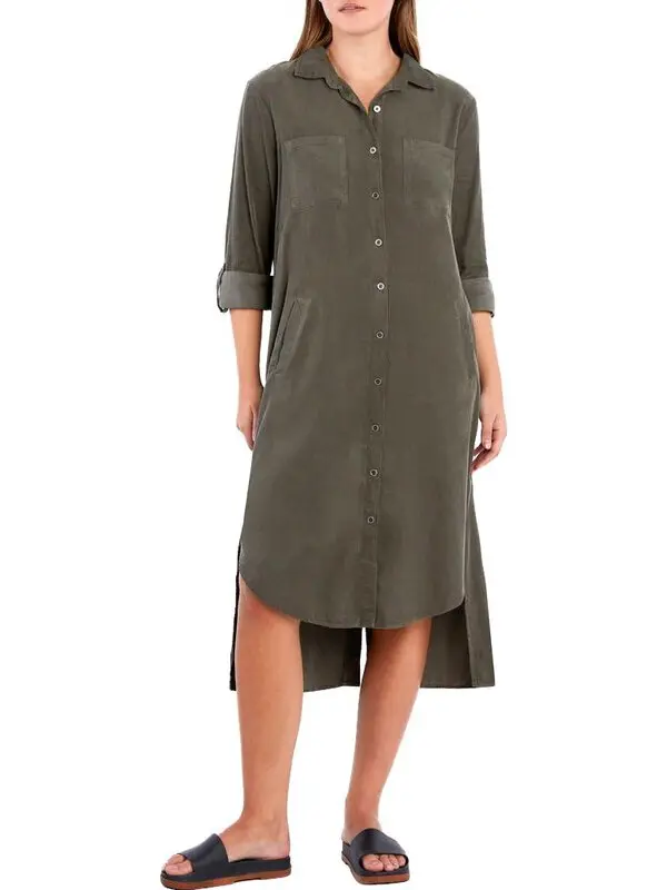 WASH LAB DENIM Chill Out Corduroy Shirt Dress - Golden Pine