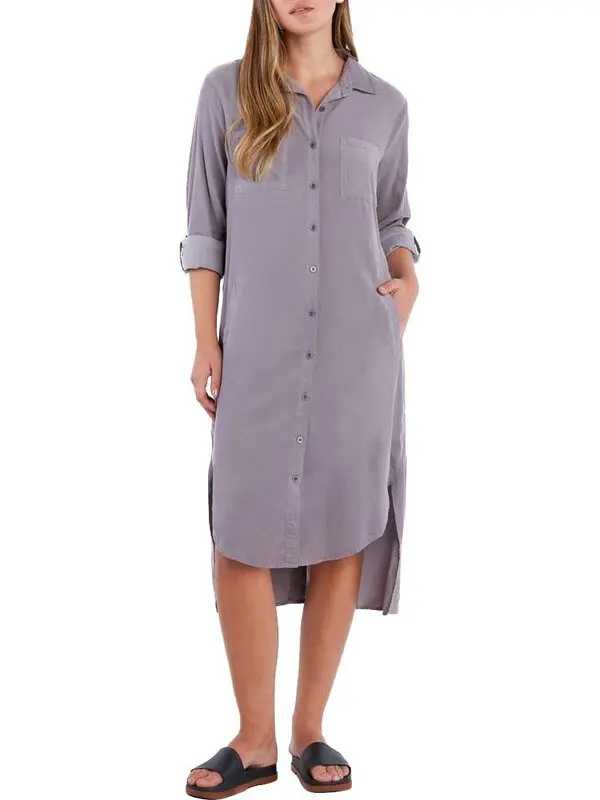 WASH LAB DENIM Chill Out Corduroy Shirt Dress - Soft Grey