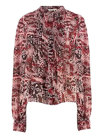 RO&ZO Snakeskin Pintuck Woven Blouse - Pink