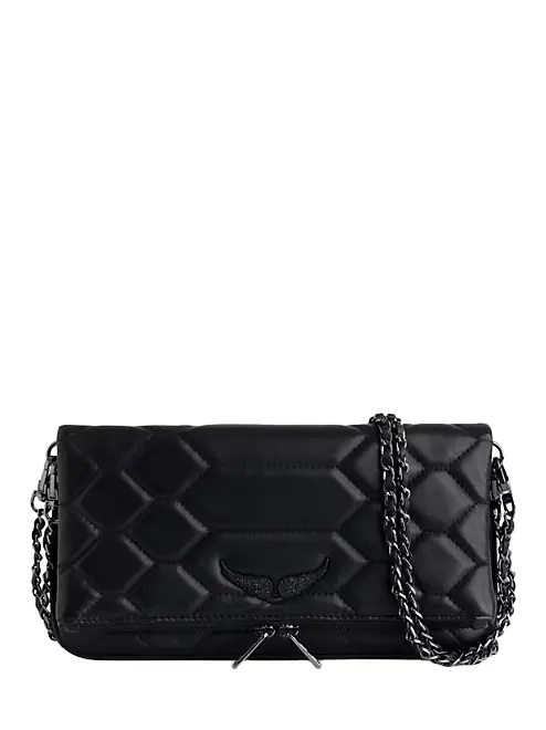 Zadig&Voltaire Rock Xl Quilted-stitch Leather Clutch - Noir