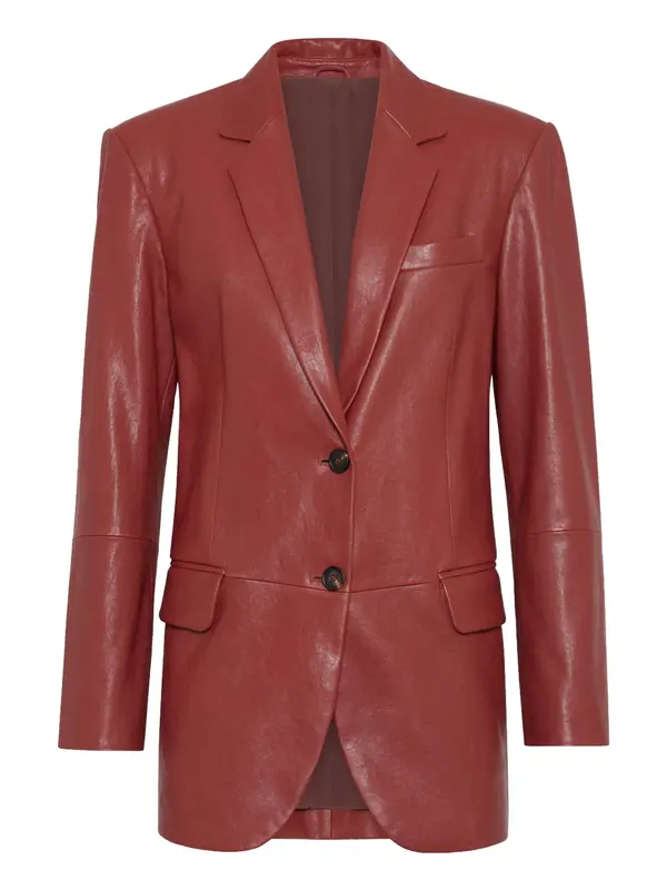 Brunello Cucinelli Leather Blazer - Orange