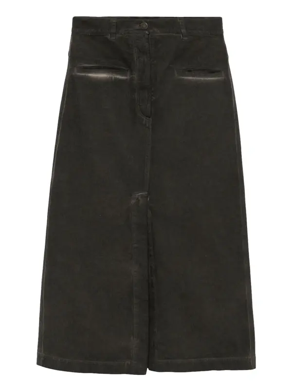 UMA WANG Cotton Twill Midi Skirt - Brown