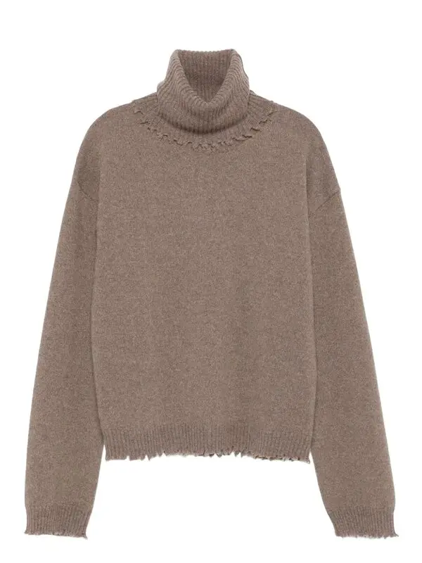 UMA WANG Distressed Cashmere Sweater - Brown