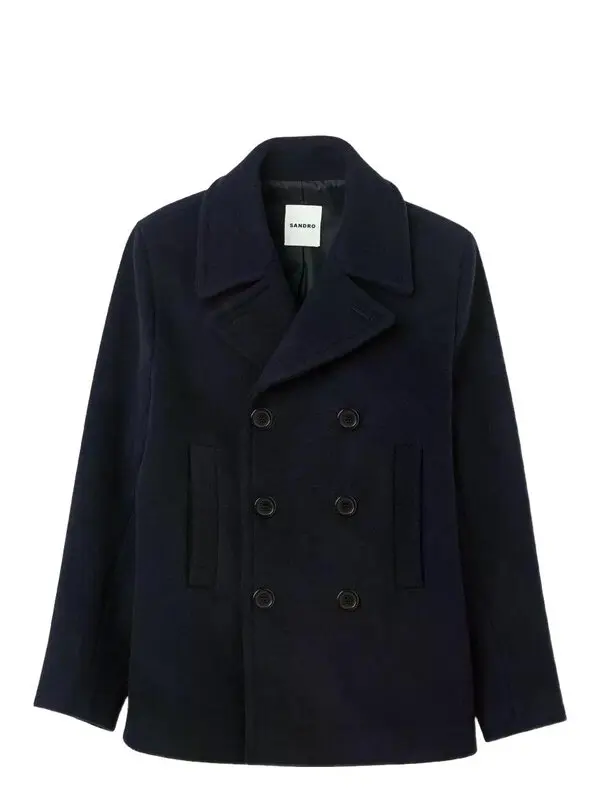Sandro Straight-fit Wool-blend Coat - Blue