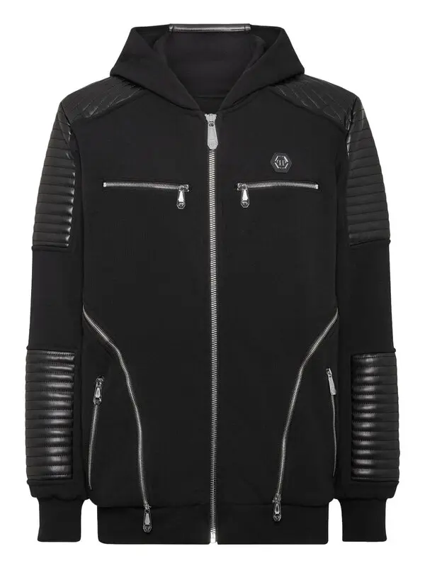 Philipp Plein Zip-up Hooded Jacket - Black