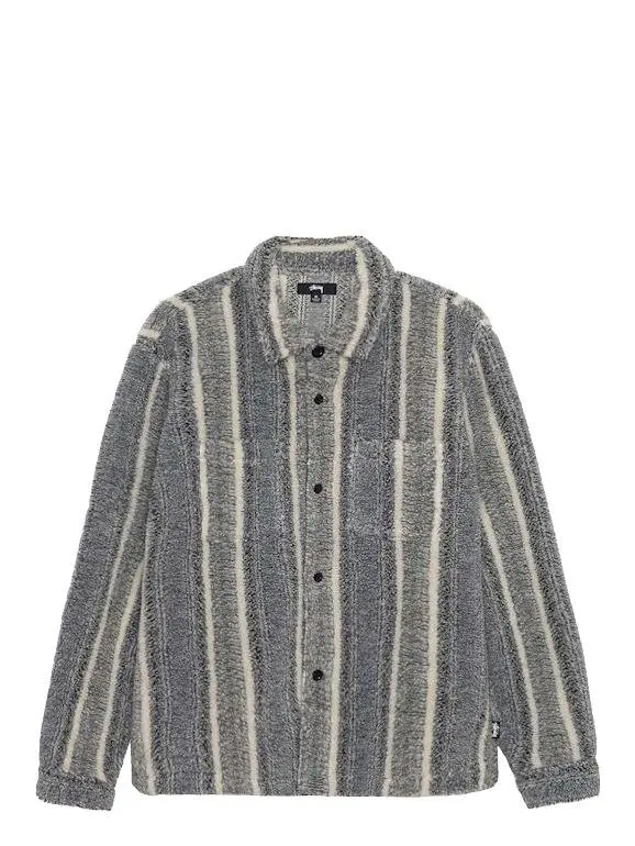 StÜssy Stripe Sherpa Shirt - Charcoal