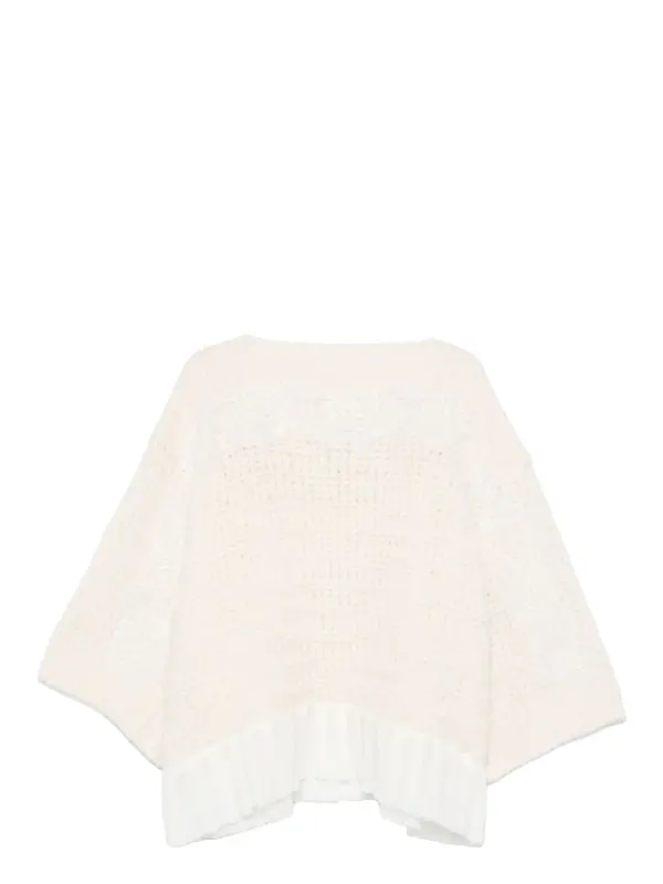 MAURIZIO MYKONOS Corded Lace-appliqué Sweater - Neutrals