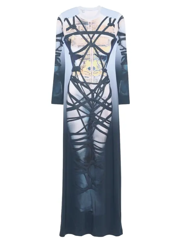 Y/project Trompe L'oeil Print Maxi Dress - Blue