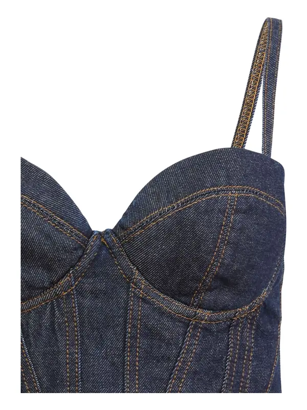 Fleur Du Mal Denim Bustier Top - Blue