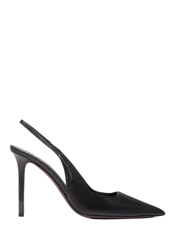 Brunello Cucinelli Monili-detail Leather Slingback Pumps - Black
