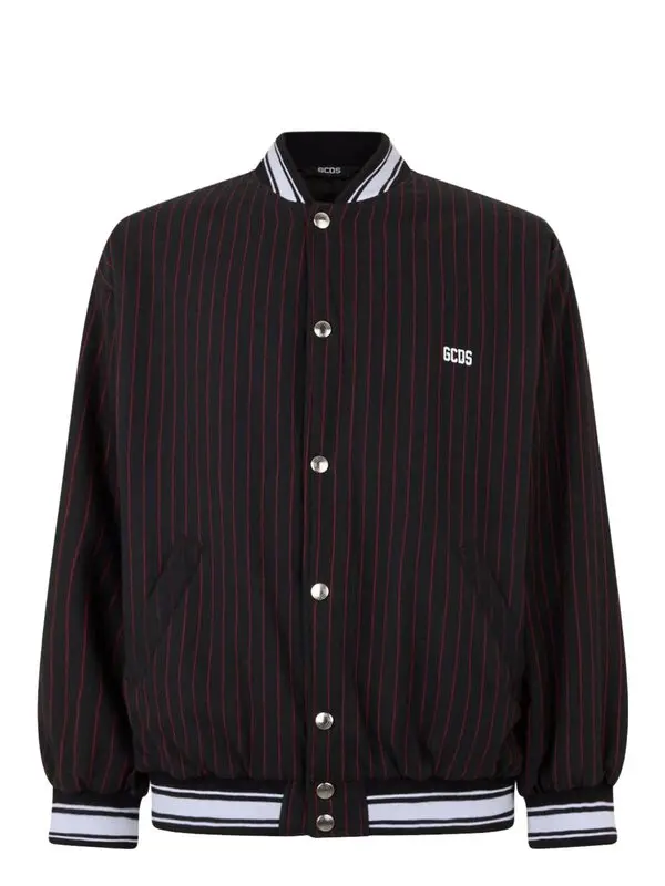 Gcds Pinstripe Bomber Jacket - Black